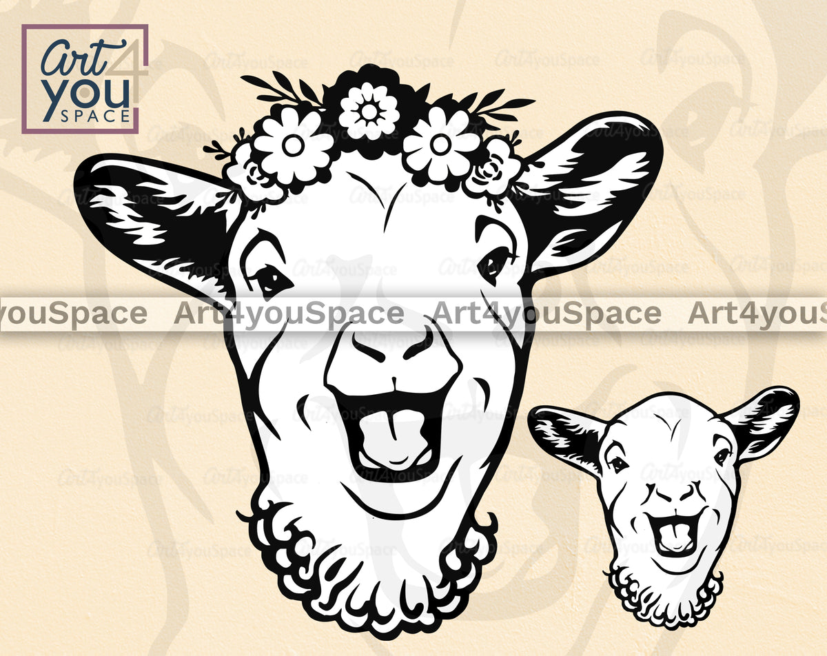 Buy Lamb Face SVG, DXF, PNG – Art4youSpace