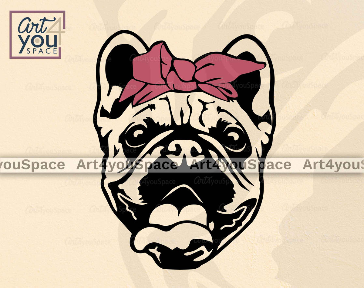 Buy French Bulldog with bandana SVG, DXF, PNG – Art4youSpace