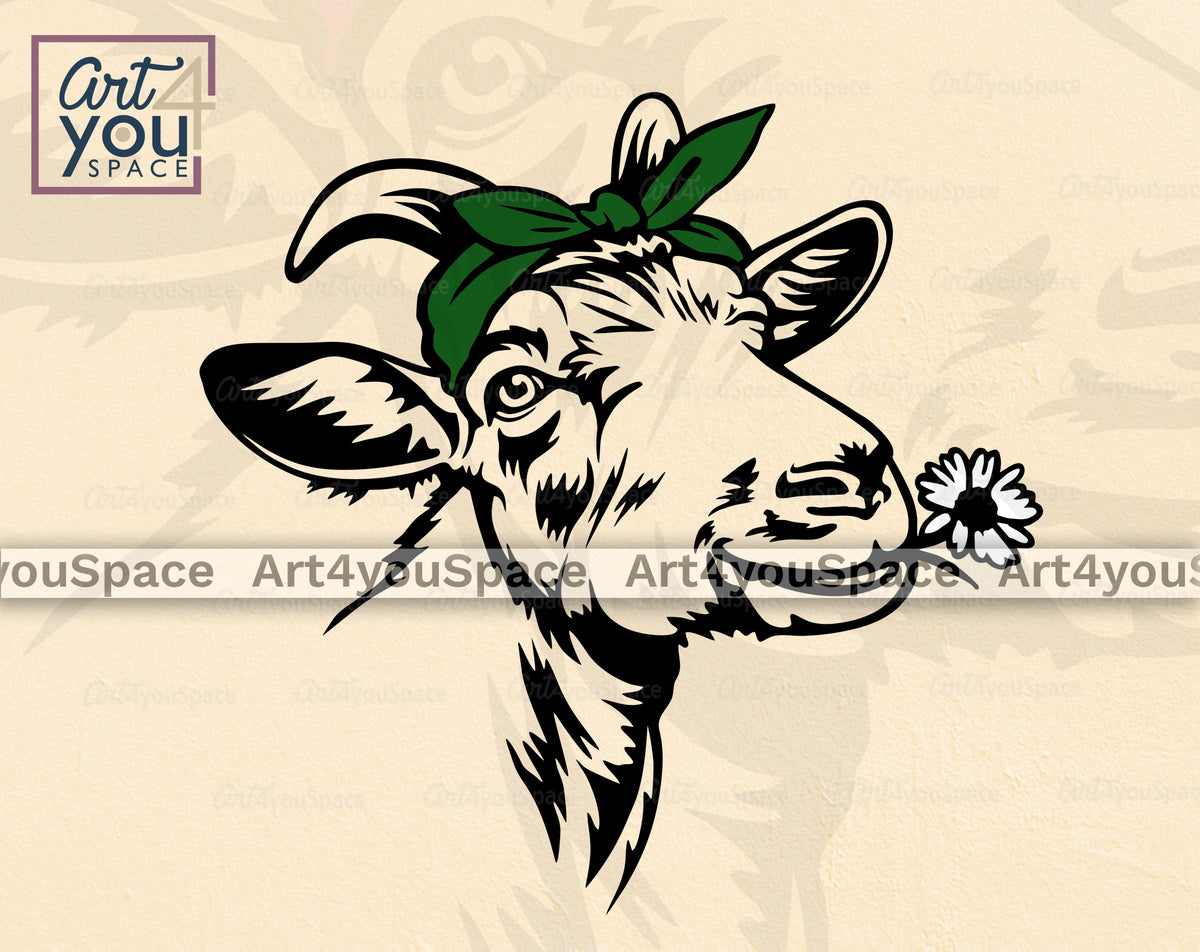 Buy Goat Head Bandana Buble Gum SVG, DXF, PNG – Art4youSpace