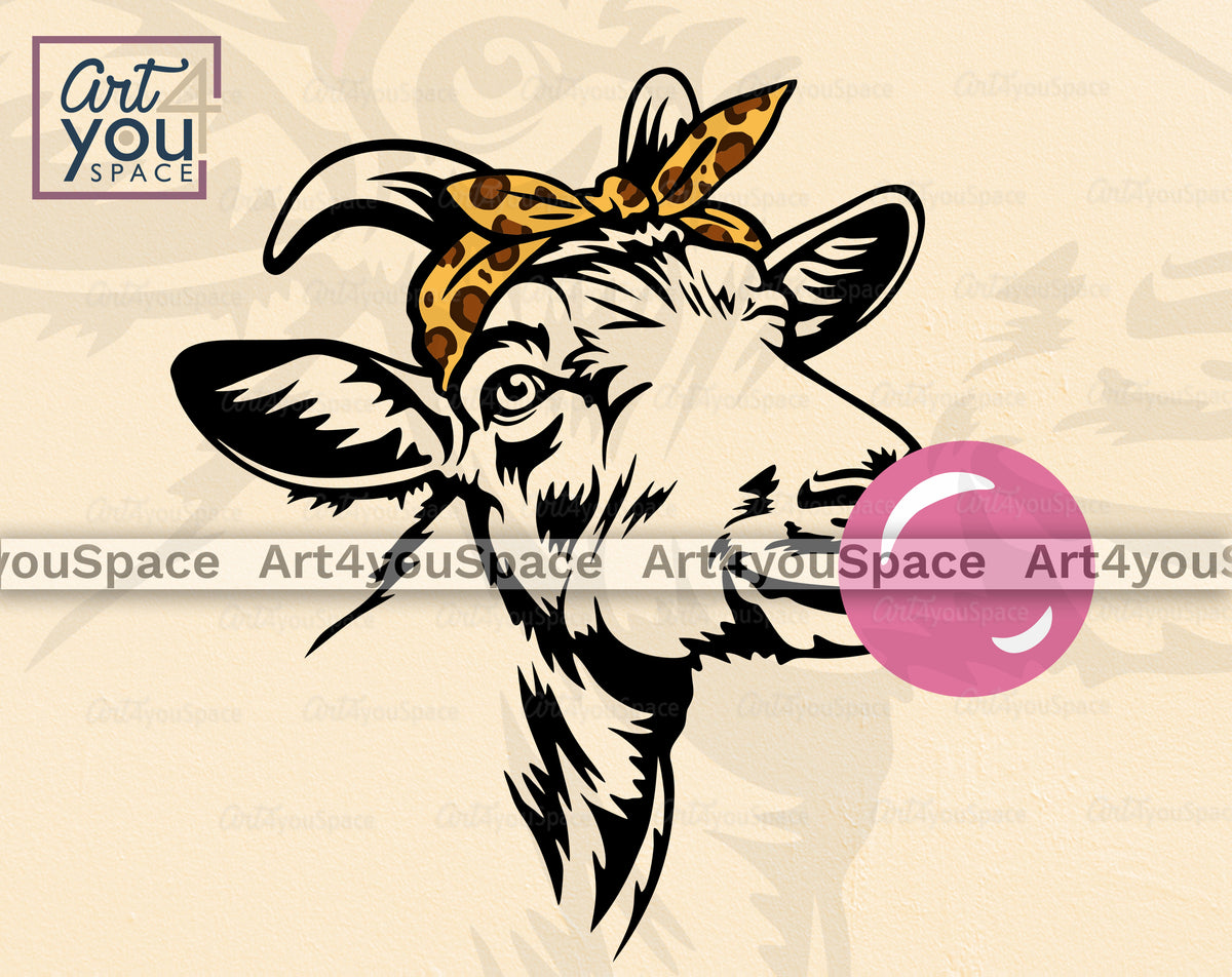 Buy Goat Head Bandana Buble Gum SVG, DXF, PNG – Art4youSpace