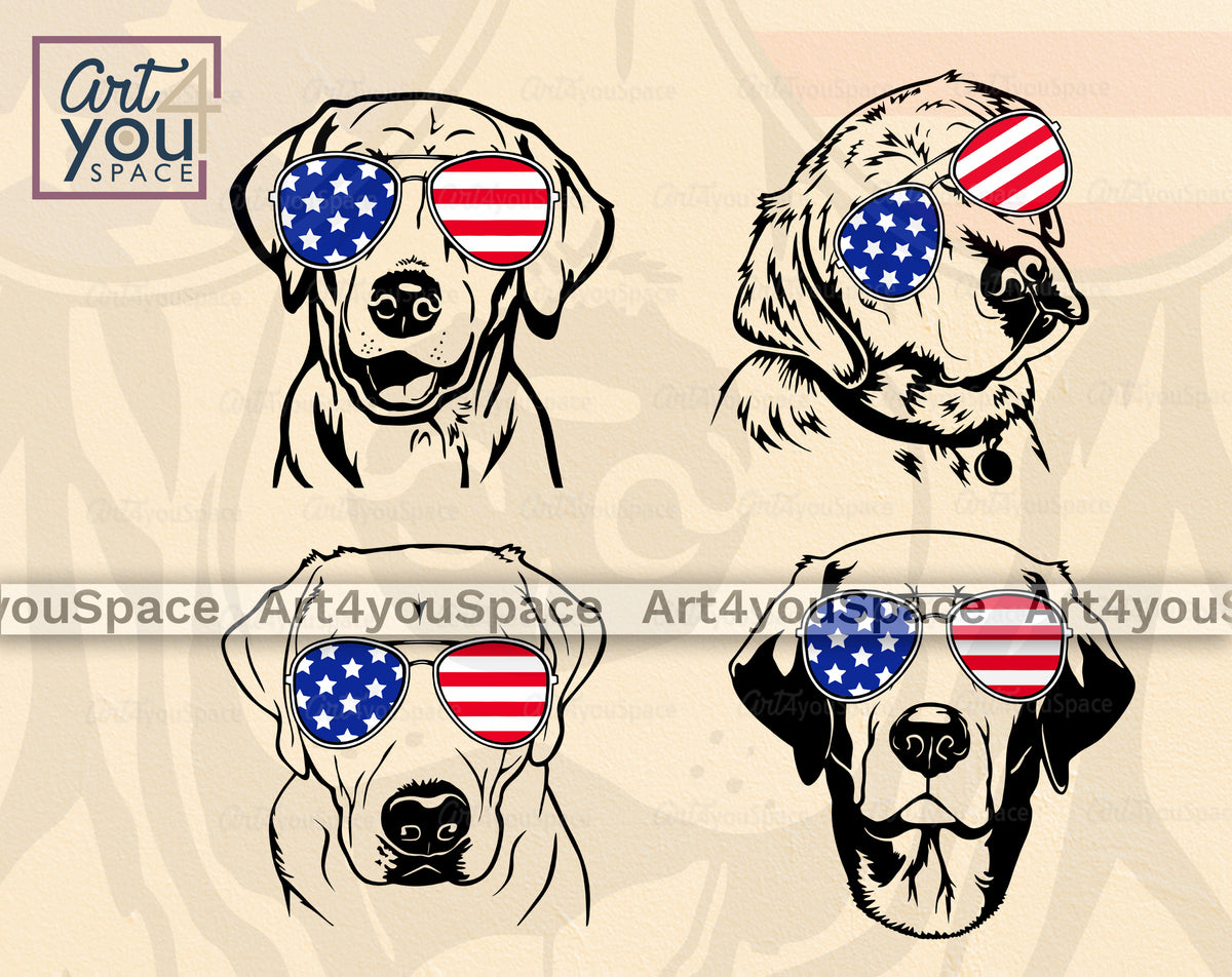 Labrador Retriever With American Flag Glasses SVG – Art4youSpace