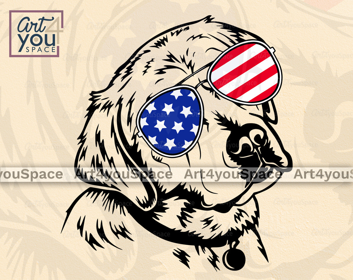 Labrador Retriever With American Flag Glasses SVG – Art4youSpace