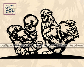 Buy Silkie Chicken Rooster Chicks SVG, DXF, PNG – Art4youSpace
