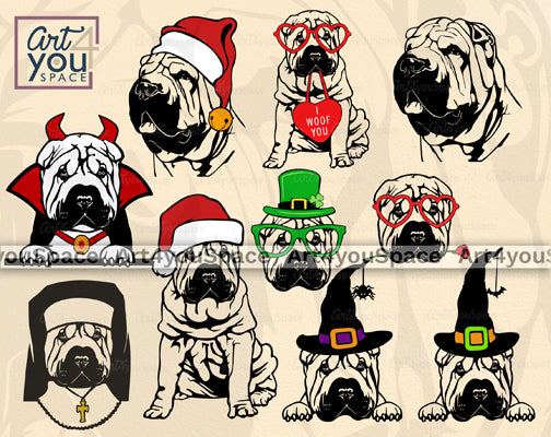 Buy Shar Pei Holiday SVG, DXF, PNG – Art4youSpace