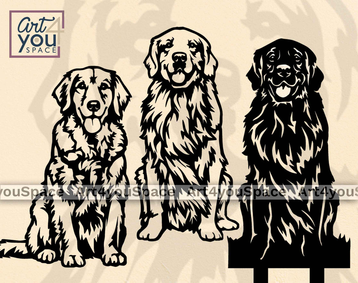 Buy Golden Retriever Sitting Cut Files SVG, DXF, PNG – Art4youSpace