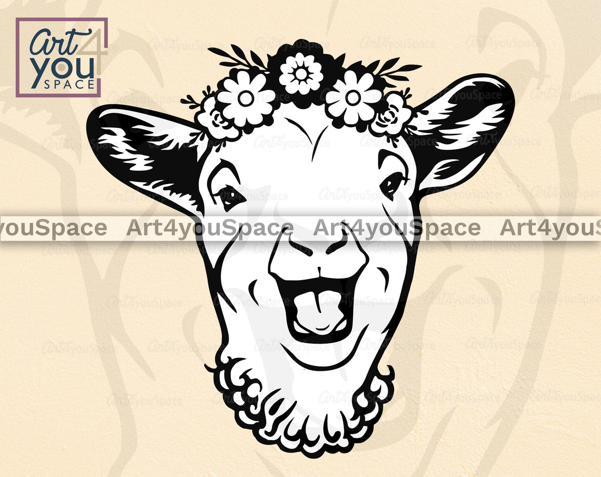 Buy Lamb Face SVG, DXF, PNG – Art4youSpace