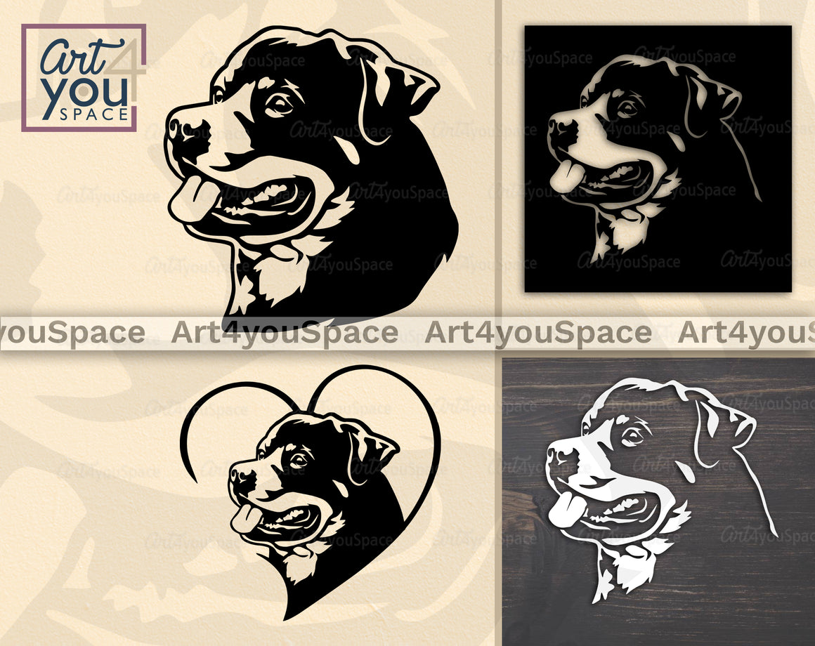 Buy Rottweiler portrait SVG, DXF, PNG – Art4youSpace