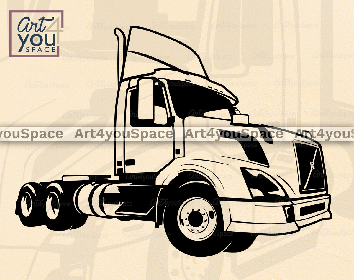 Buy Volvo Day Cab Truck in profile SVG, DXF, PNG – Art4youSpace