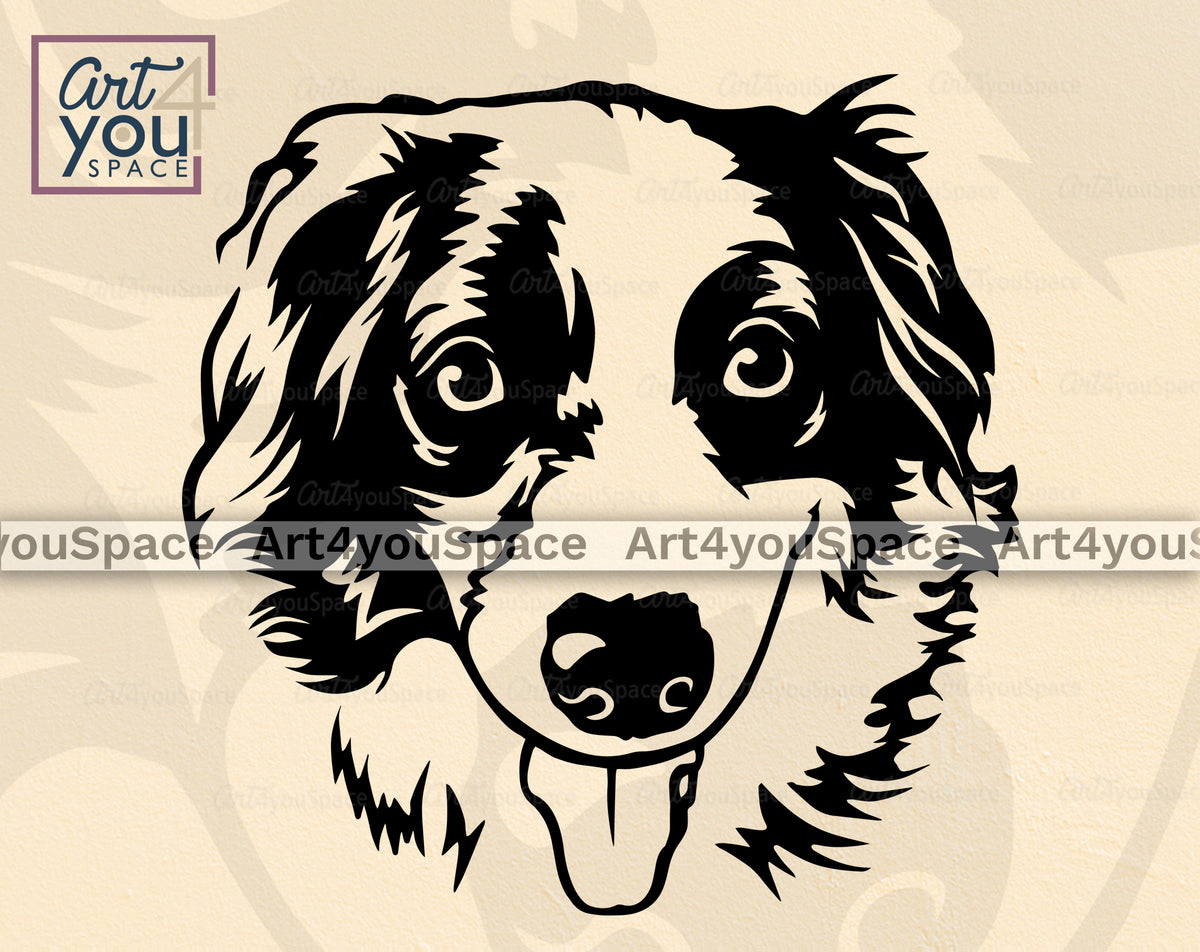 Buy Australian Shepherd with tongue SVG, DXF, PNG – Art4youSpace