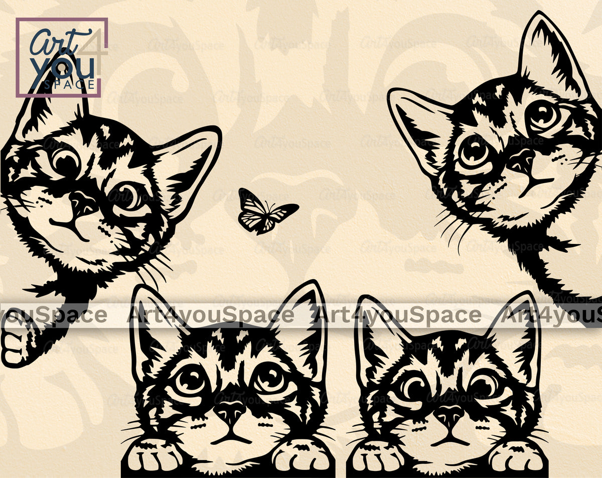 Buy Cute kitten with butterfly SVG, DXF, PNG – Art4youSpace