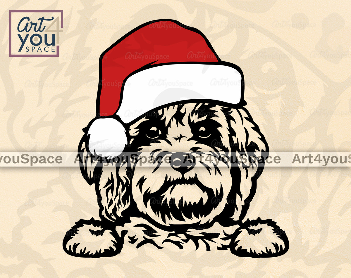 Buy Cavapoo Dog With Christmas Hat SVG, DXF, PNG – Art4youSpace