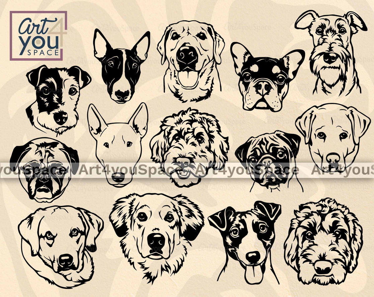 Buy Dog Faced Bundle SVG, DXF, PNG – Art4youSpace