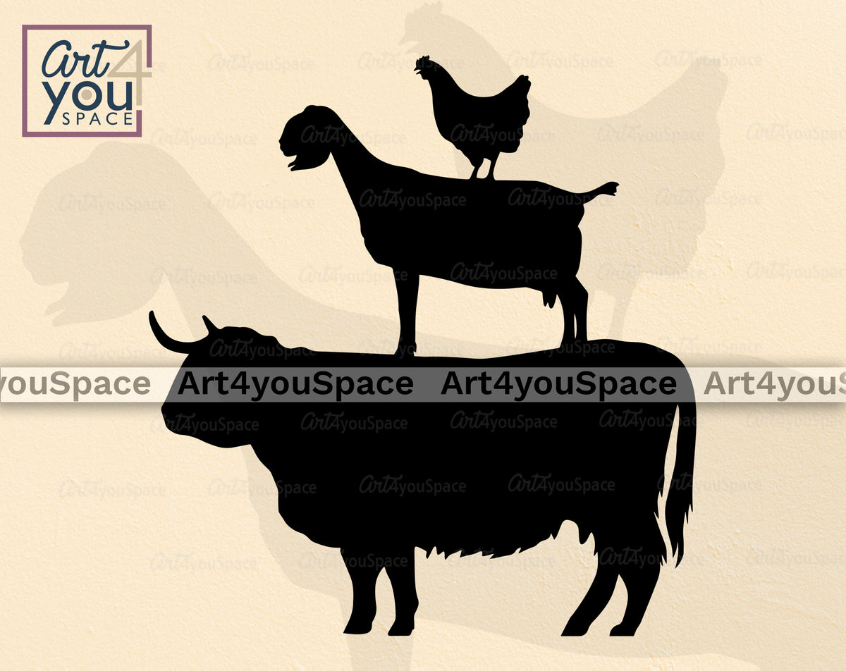 Buy Stacked Farm Animals SVG, DXF, PNG – Art4youSpace