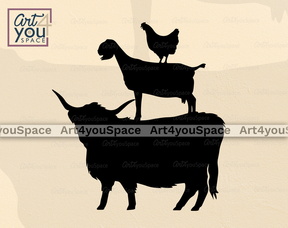 Buy Stacked Farm Animals SVG, DXF, PNG – Art4youSpace