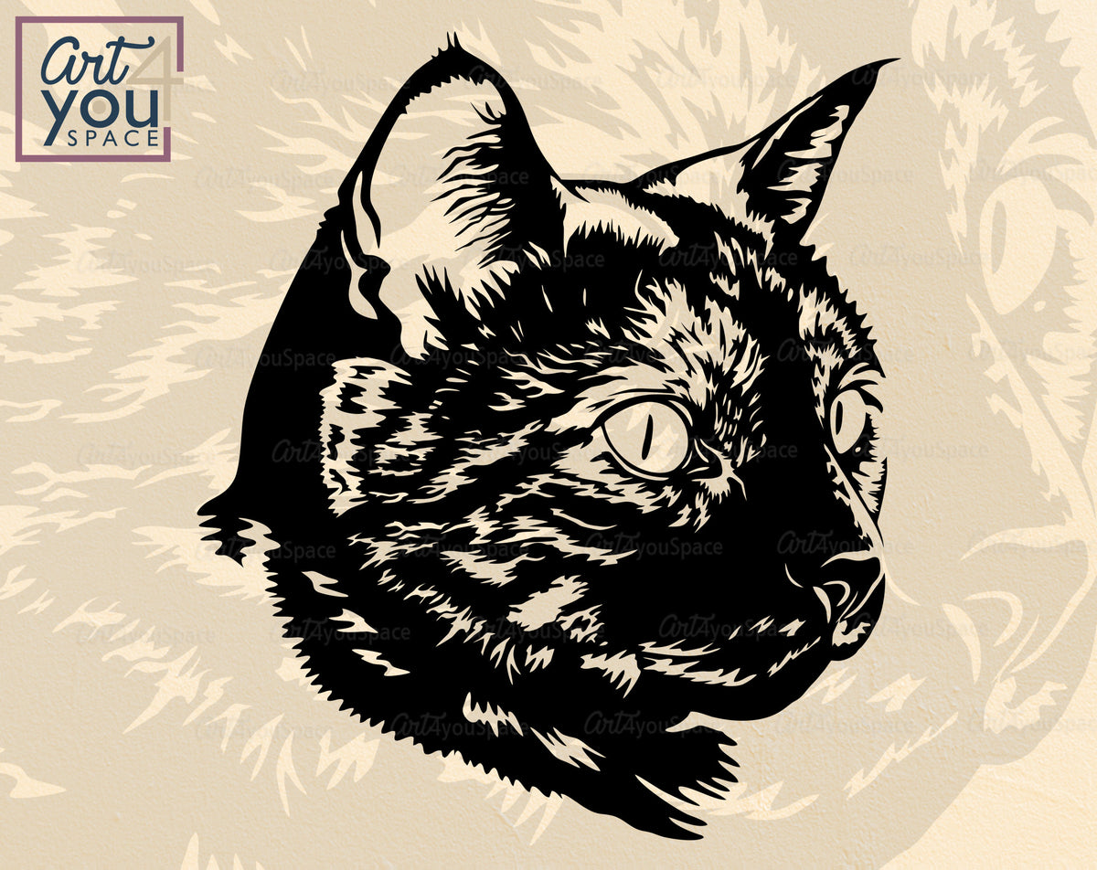 Buy Realistic Cat Face SVG, DXF, PNG – Art4youSpace
