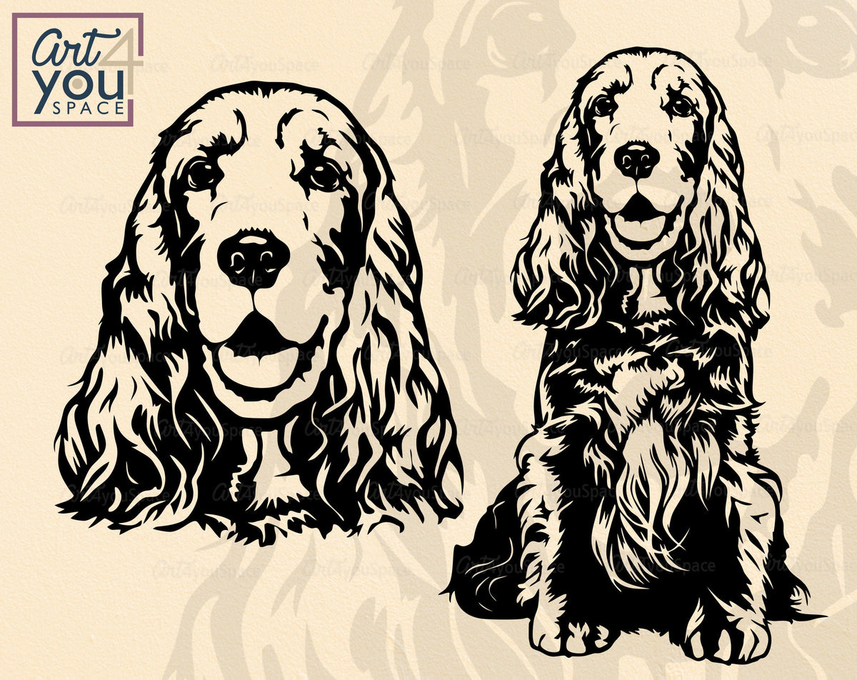 Buy English Cocker Spaniel SVG, DXF, PNG – Art4youSpace