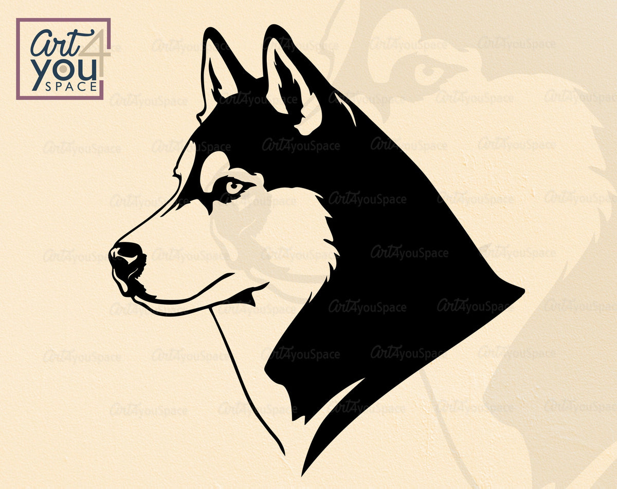 Buy Siberian Husky profile SVG, DXF, PNG – Art4youSpace