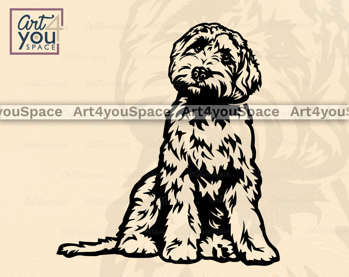 Buy Labradoodle in a sitting pose SVG, DXF, PNG – Art4youSpace