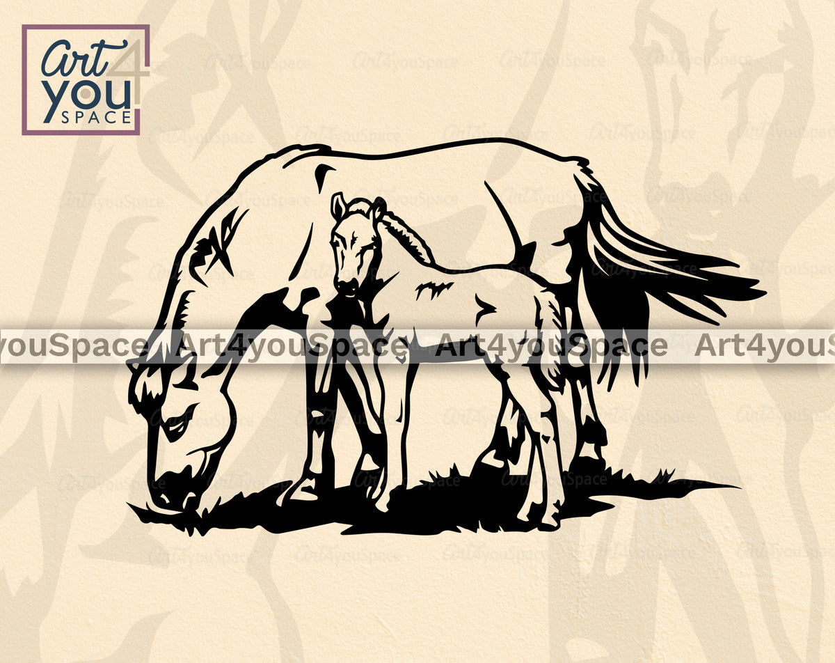 Buy Mare And Foal SVG, DXF, PNG – Art4youSpace