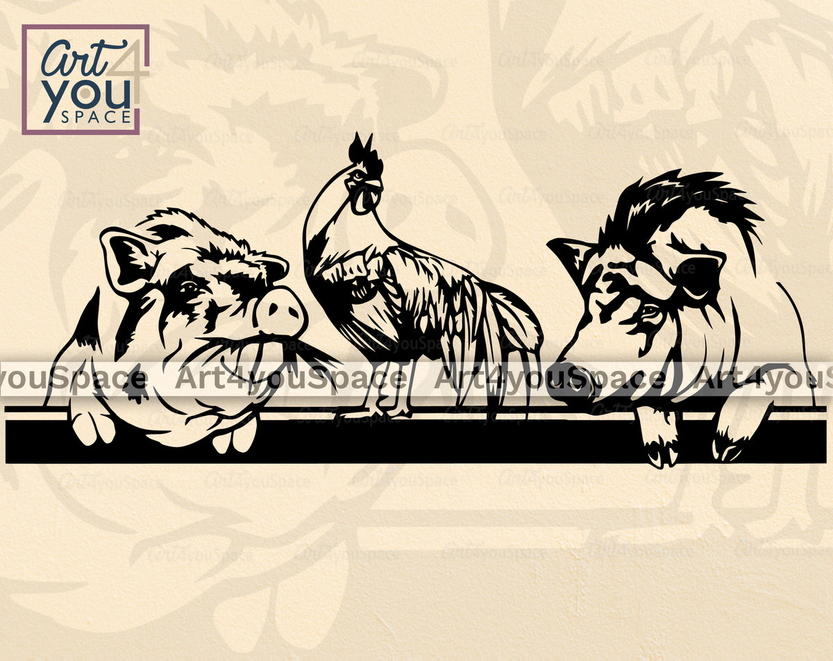 Buy Pot Belly Pigs and Rooster SVG, DXF, PNG – Art4youSpace